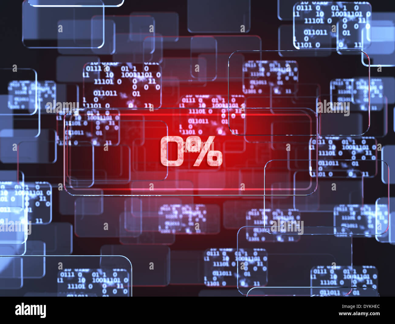 Future technology blue touchscreen interface. Zero percent screen ...