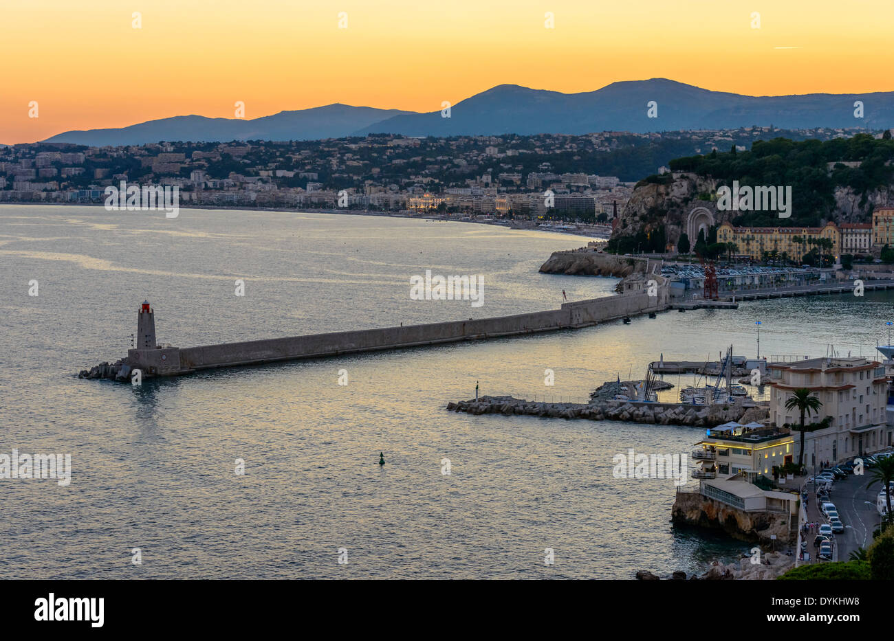 Aerial view of Nice at Sunset Stock Photo - Alamy