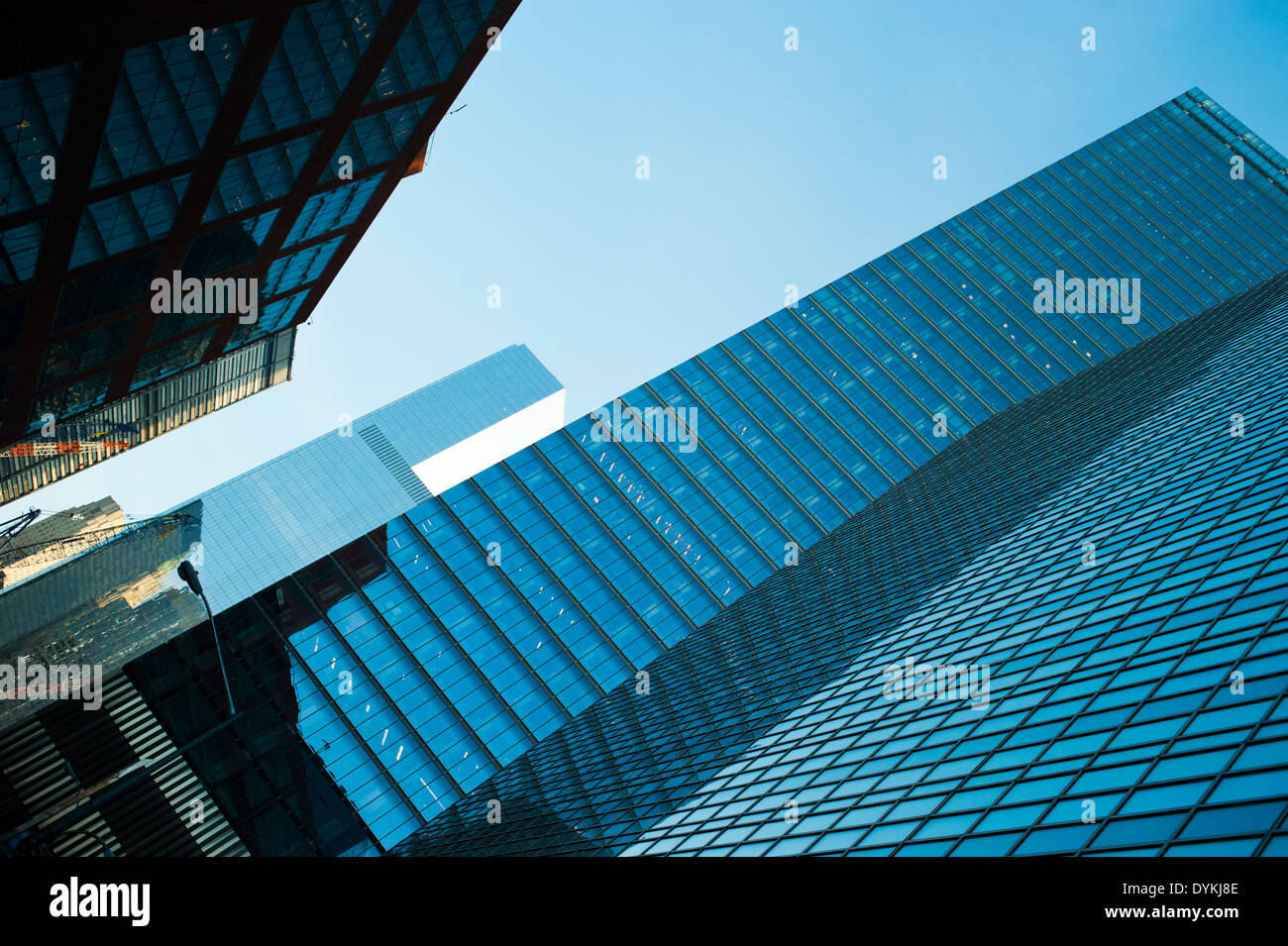 Tall glass buildings in Lower Manhattan, downtown New York City Stock ...