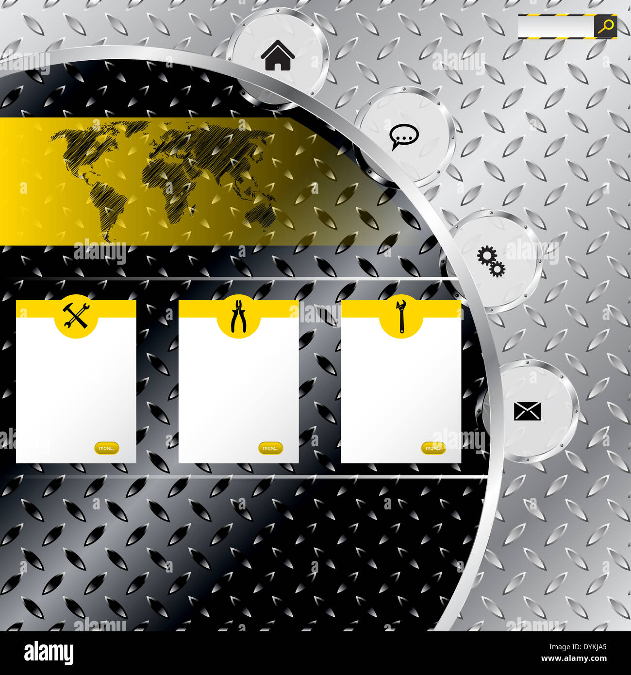 Industrial website template design with metallic plate background Stock ...