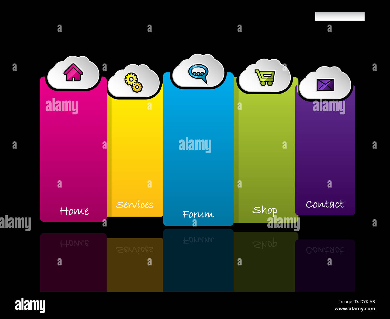 Website template design with color labels and cloud shaped buttons ...