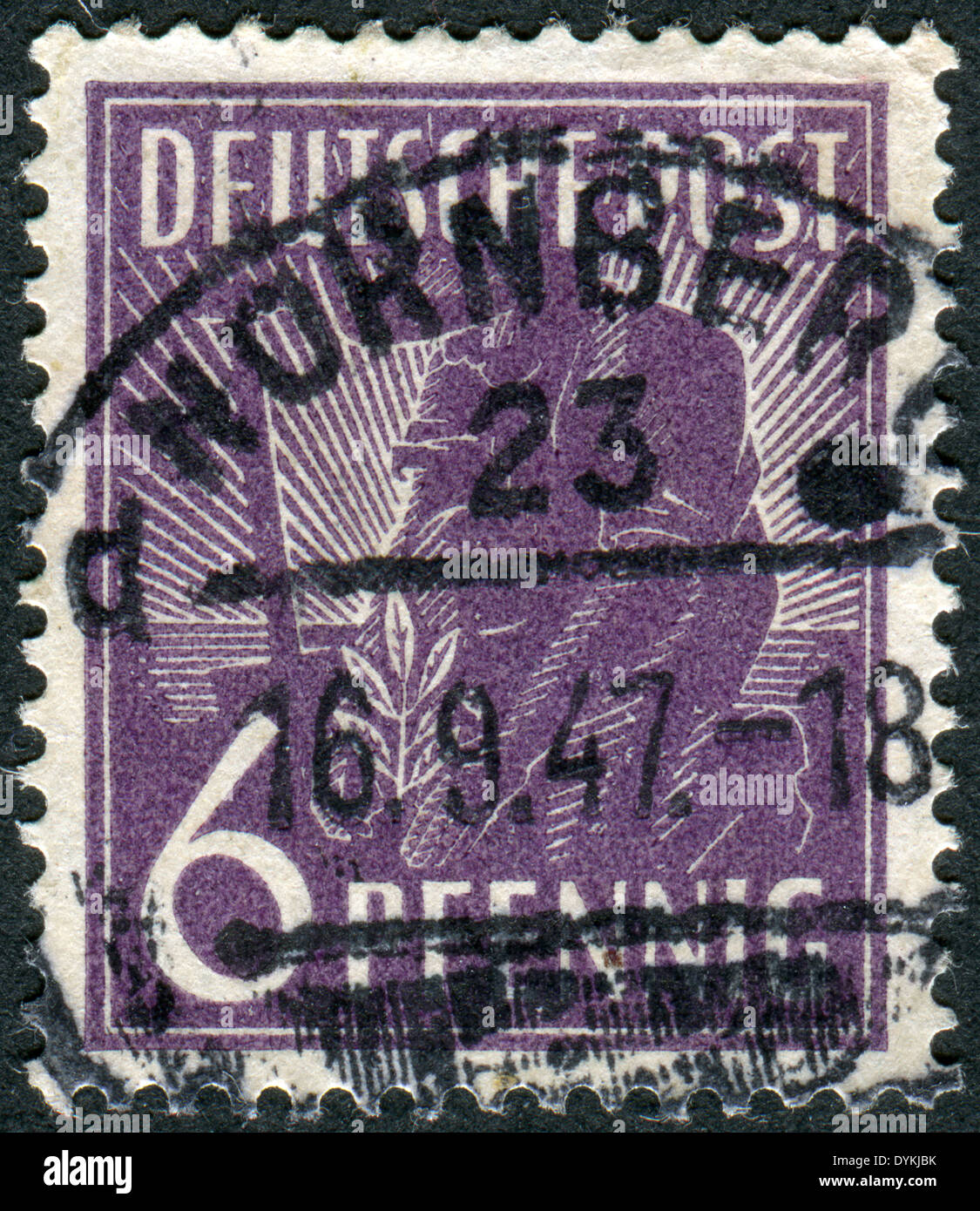GERMANY - CIRCA 1947: Postage stamp printed in Germany, shows Planting ...