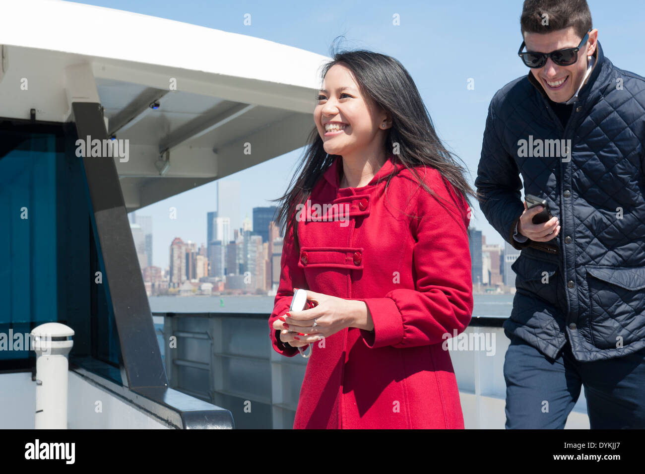 A happy couple aboard the Hornblower Infinity for a New York harbor ...