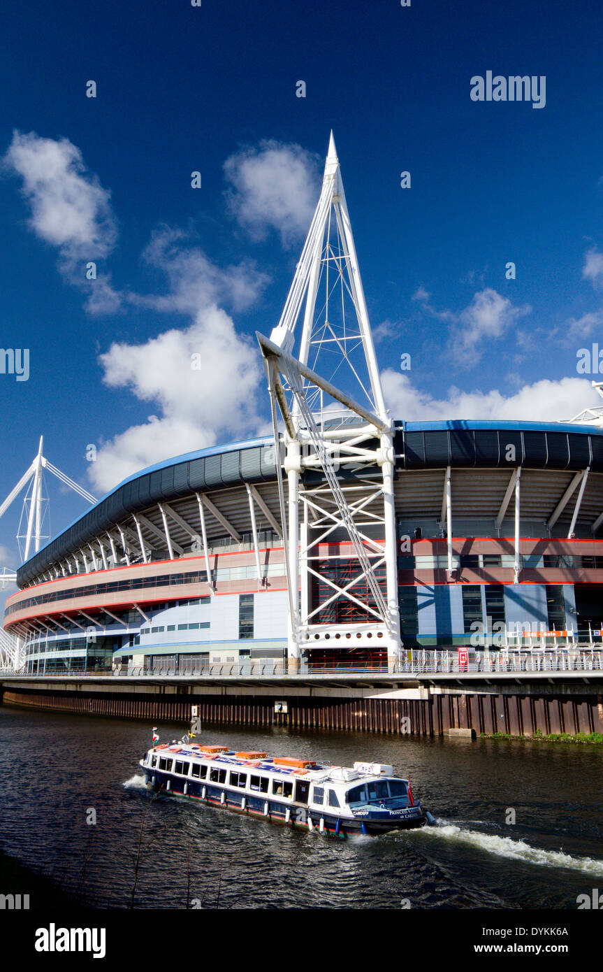Millennium Stadium and Aqua Bus, Cardiff, Wales Stock Photo - Alamy