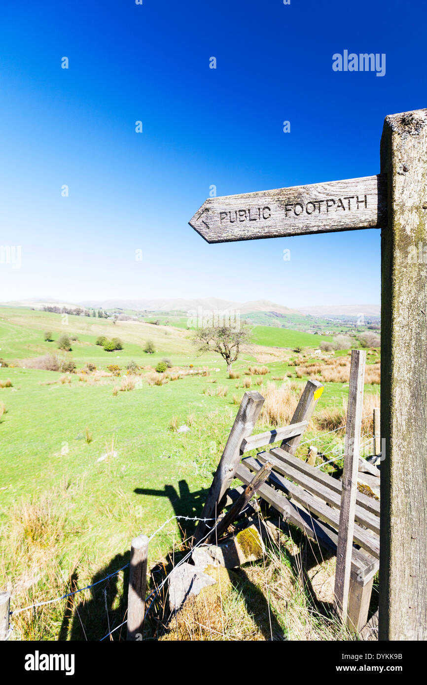 Public footpath wooden sign post Yorkshire Dales National Park, UK ...