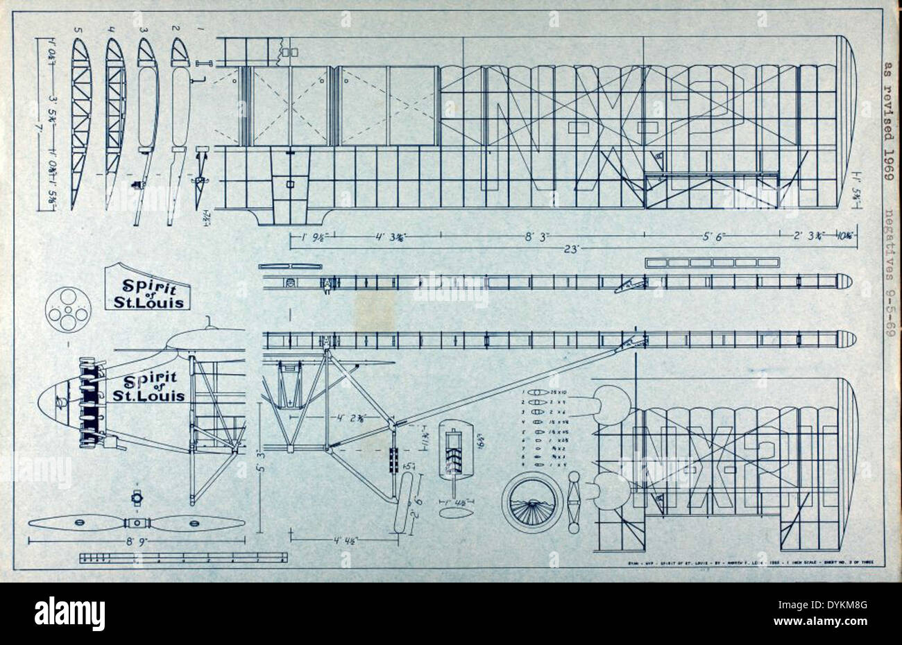 This 1/1 scale drawing of the Spirit of St. Louis showcases the famous ...