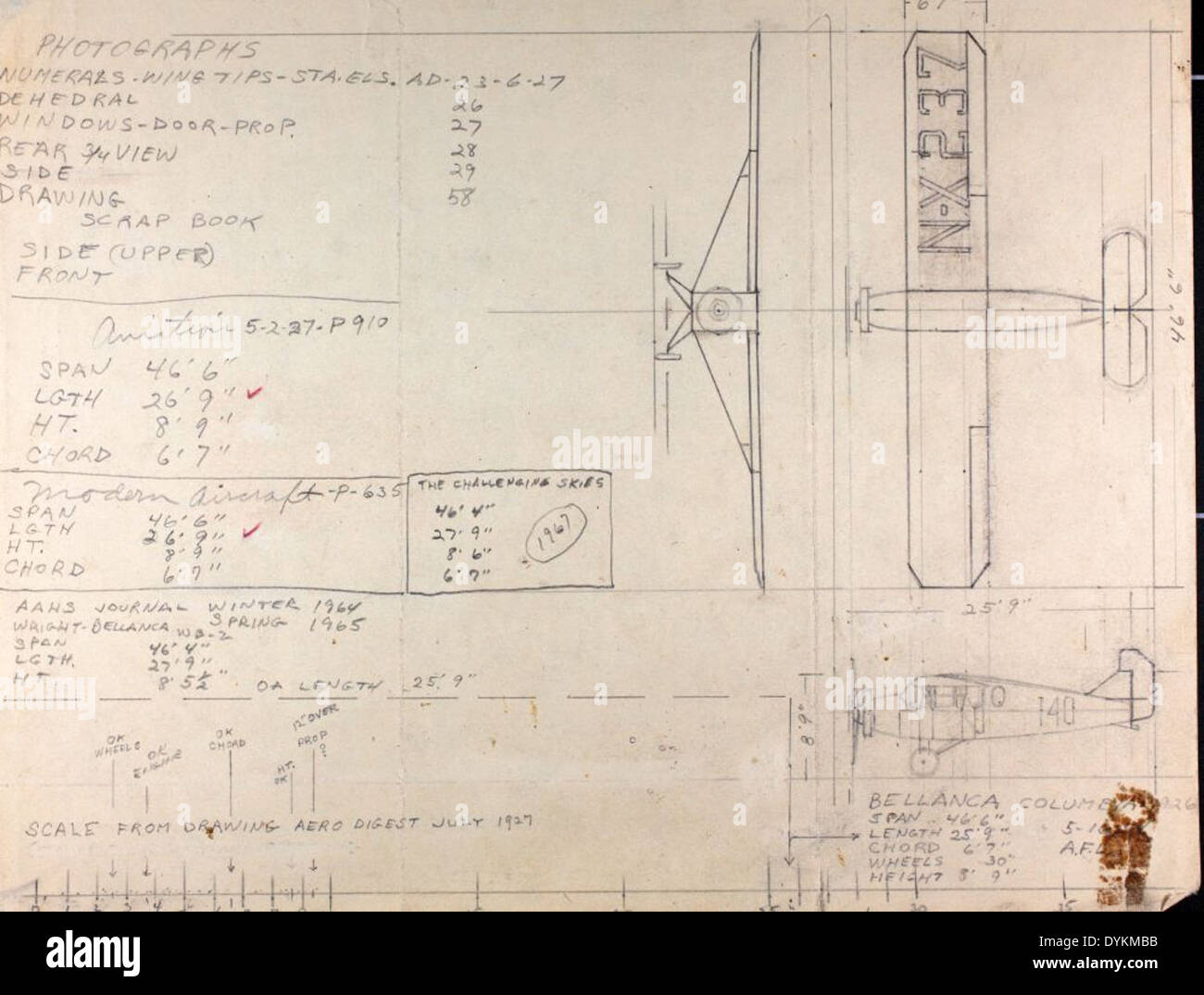 This 1926 Bellanca Columbia model sketch highlights one of the earliest ...