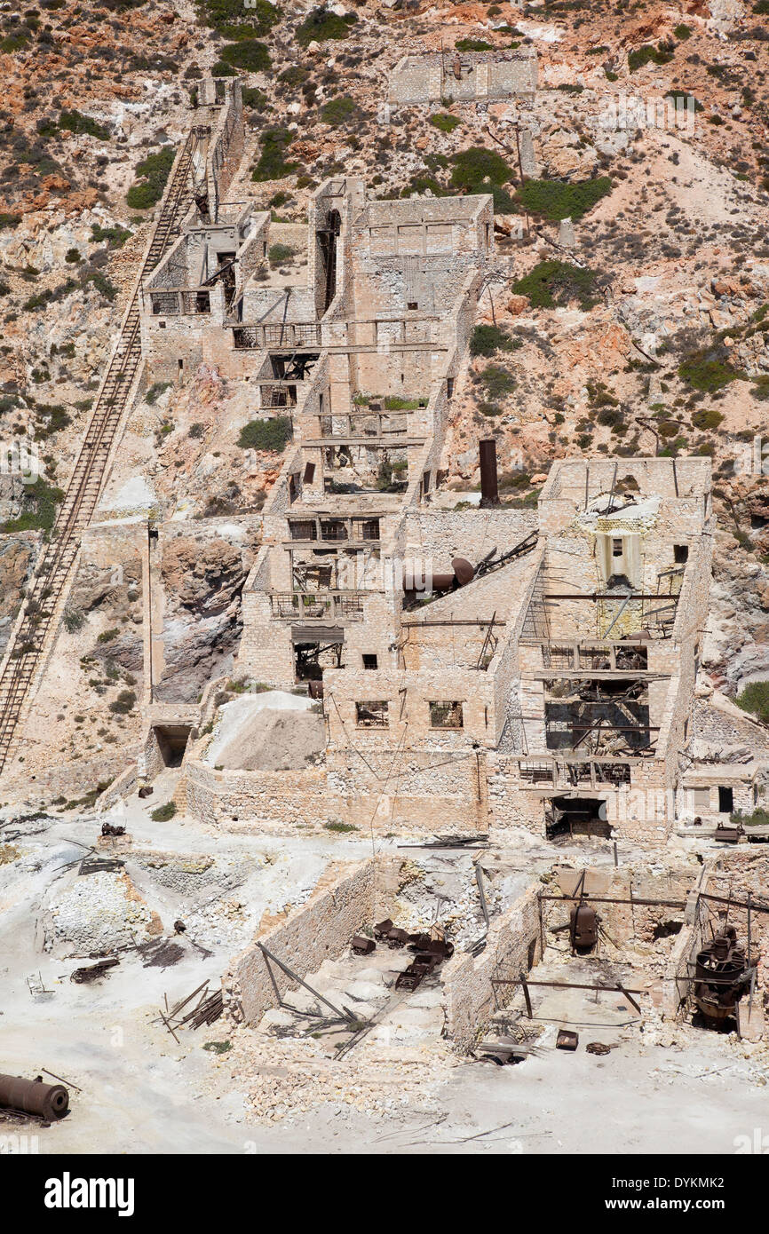 sulphur mine, milos island, cyclades islands, greece, europe Stock ...