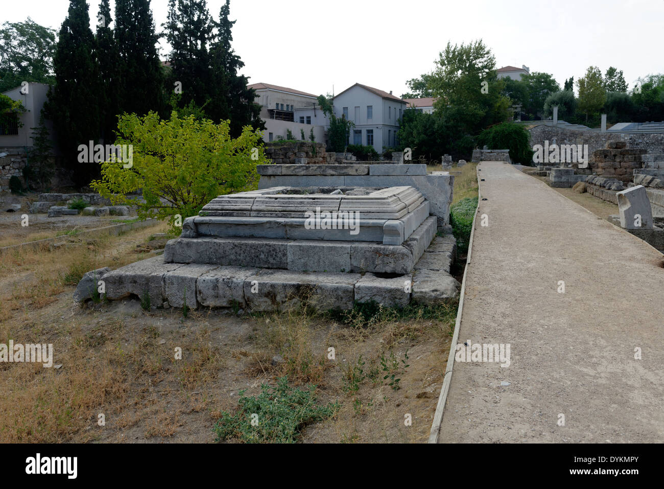 Roman statue base erected in front of a Hellenistic period outer ...