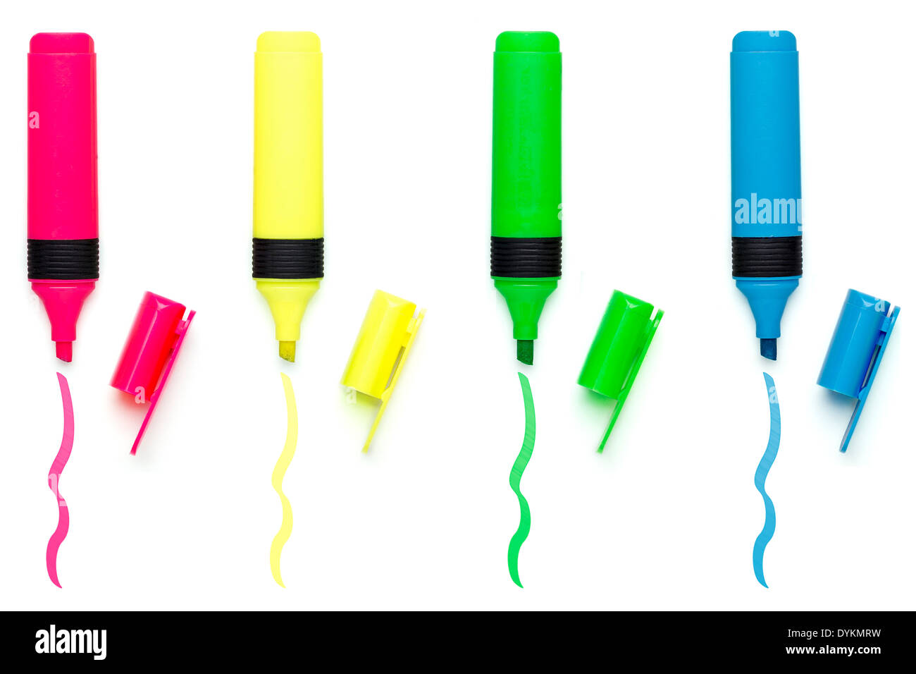 set of different colored marker, isolated on white Stock Photo - Alamy