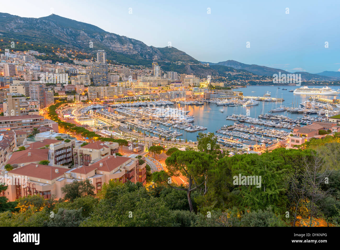 Aerial view of Monaco's harbour just after sunset Stock Photo - Alamy