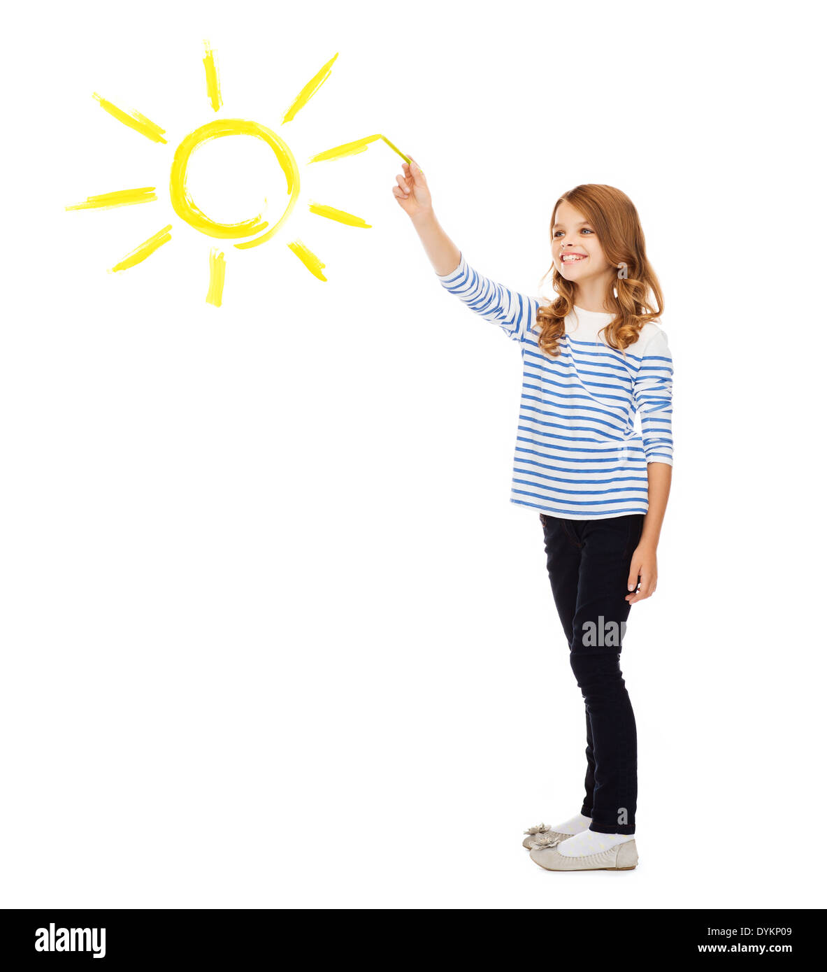 girl drawing big sun in the air Stock Photo - Alamy