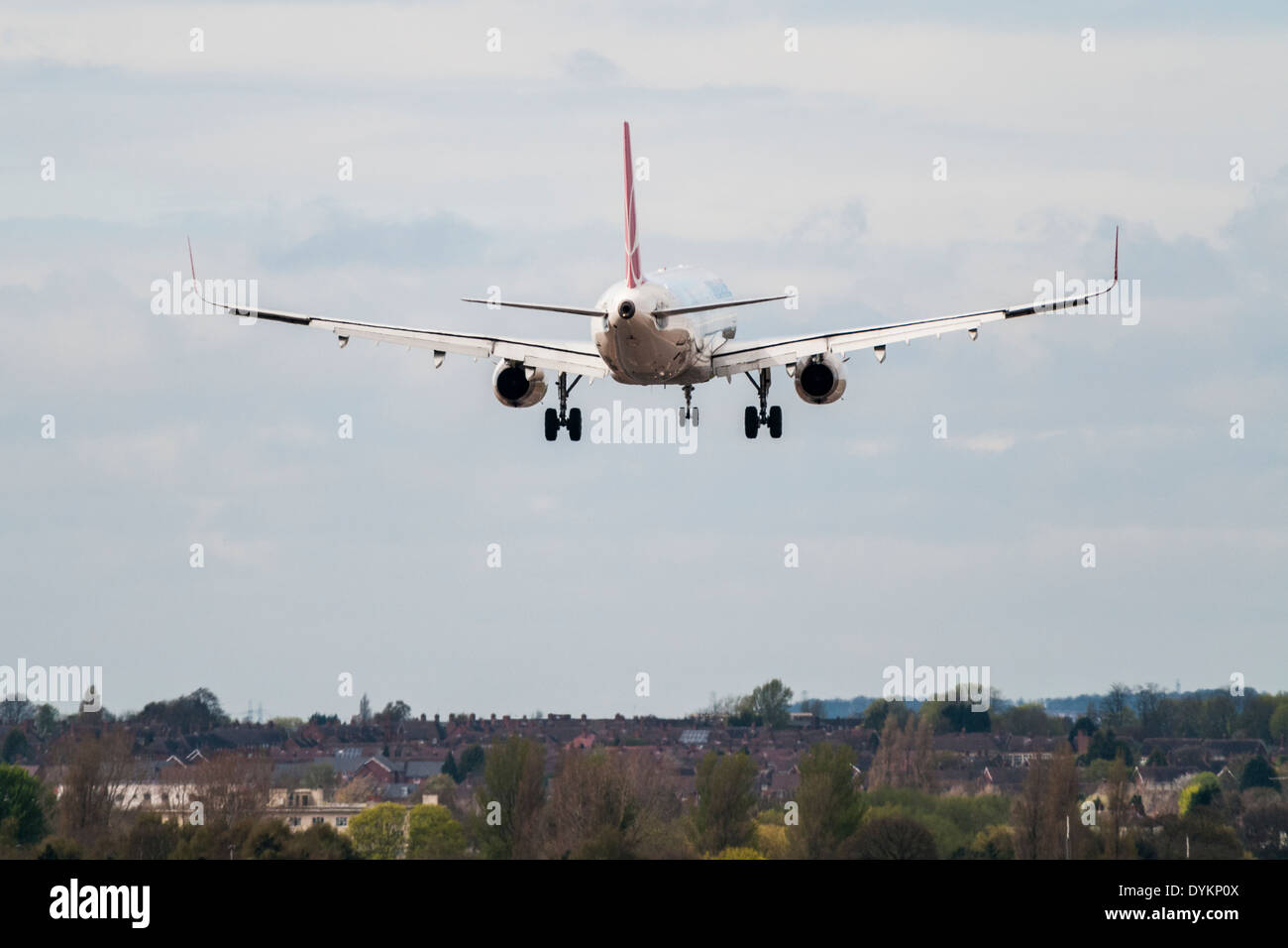 Rear view of a Turkish Airlines Boeing 737 aircraft landing at ...
