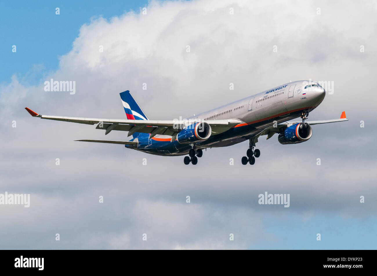 Aeroflot Airbus A330 aircraft on approach to land with landing gear ...