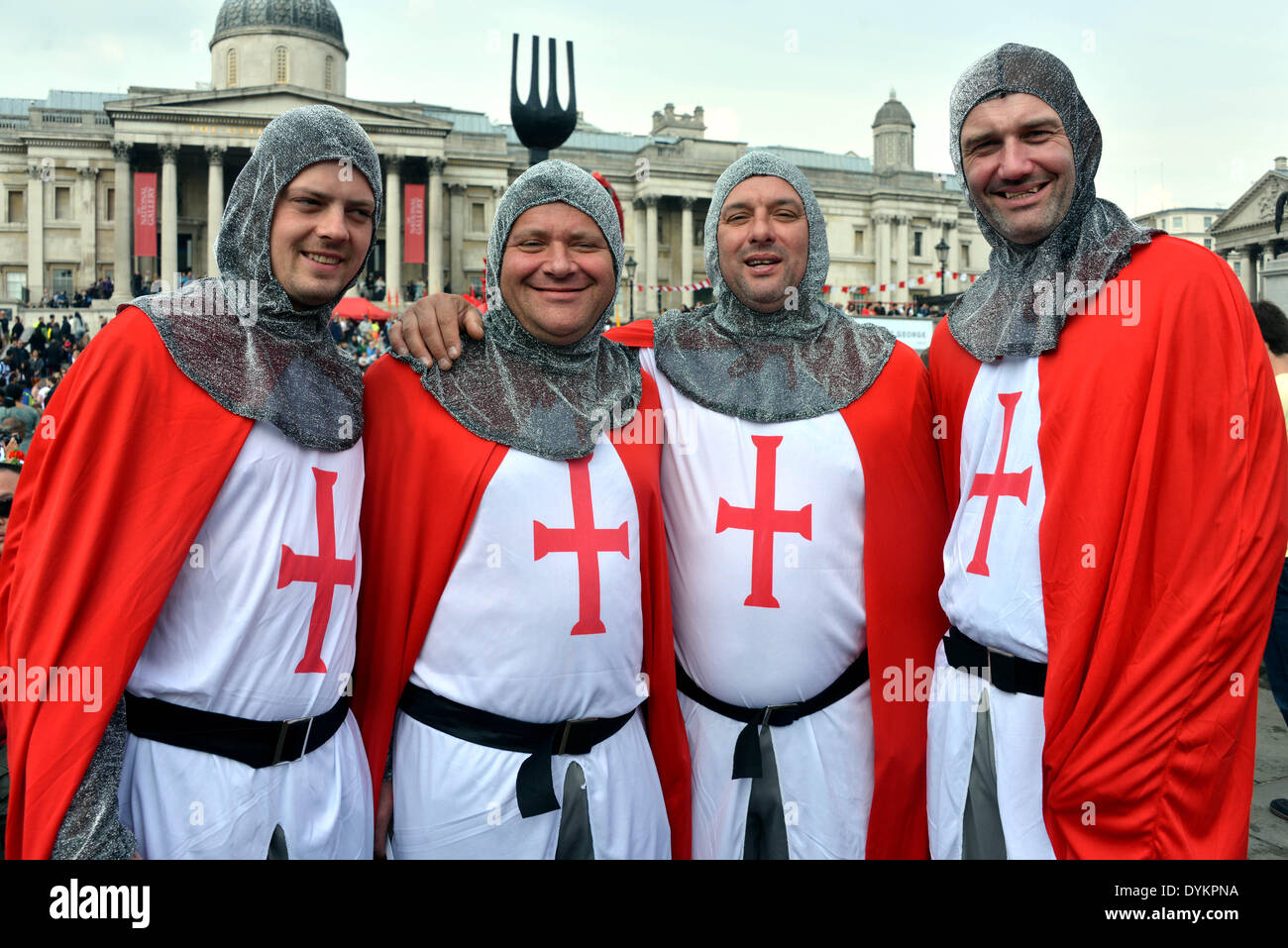 London, UK. 21st April, 2014. Revellers dress in full St George costume ...