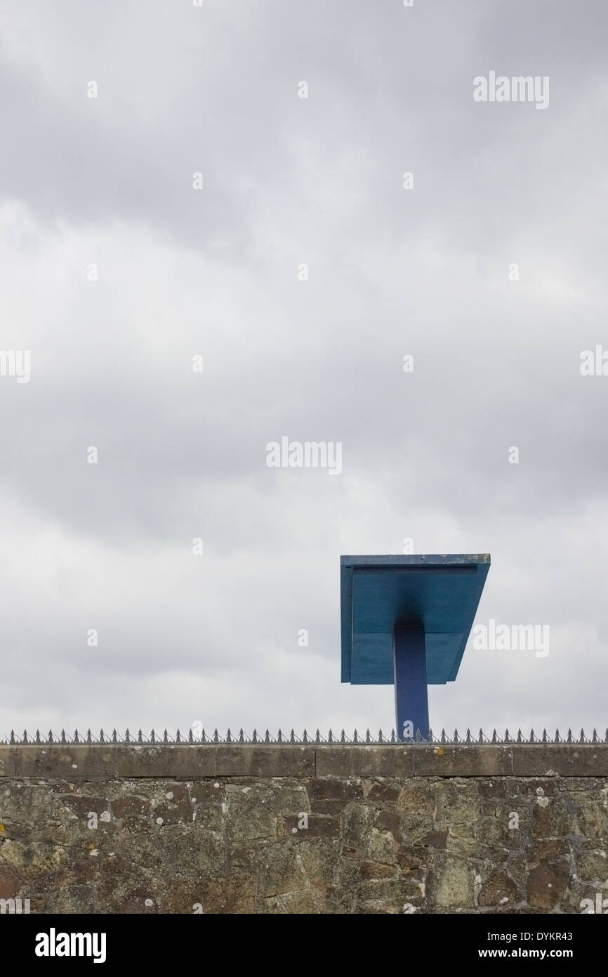 Diving board at Portishead open air swimming pool seen from outside the ...