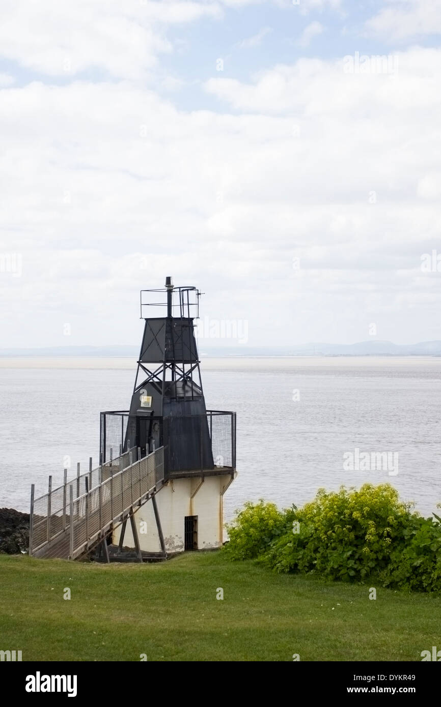 Portishead Battery Point lighthouse with a view across the channel to ...