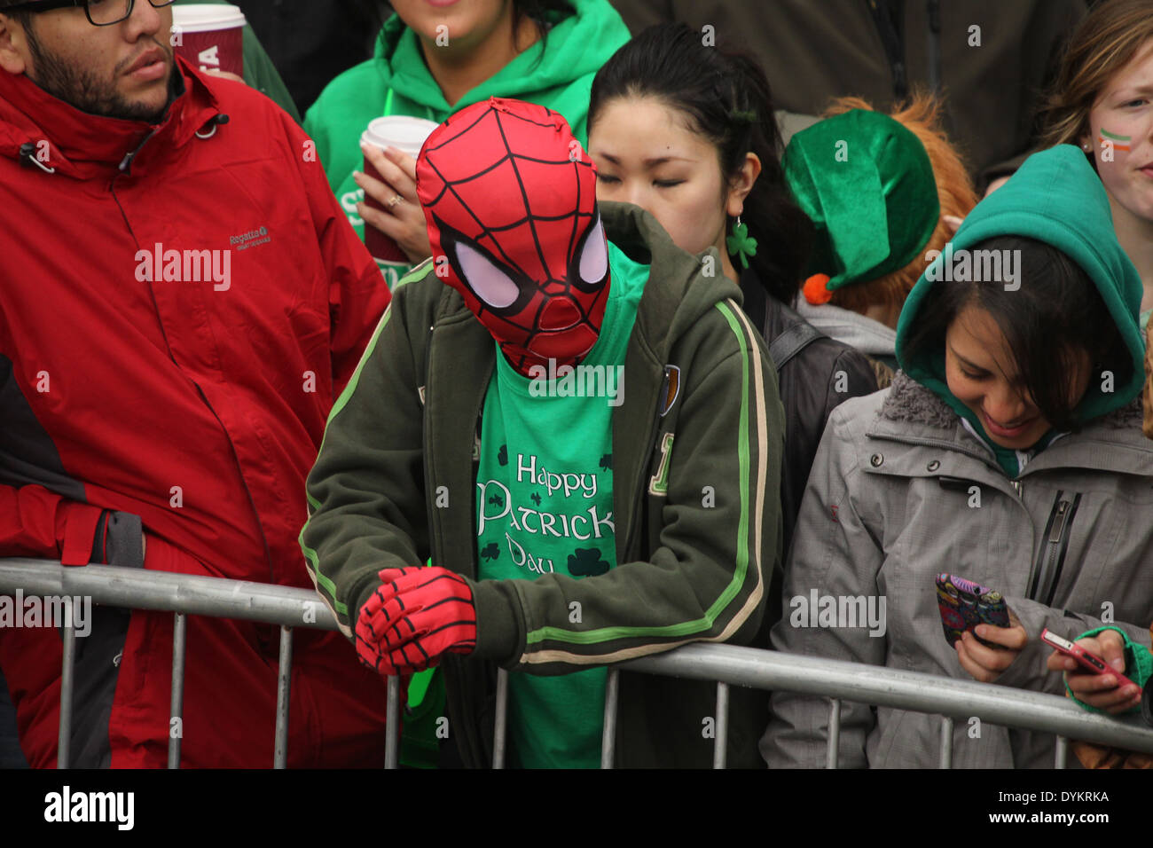 A man dressed as Spiderman at the Saint Patrick's Day parade in Dublin ...