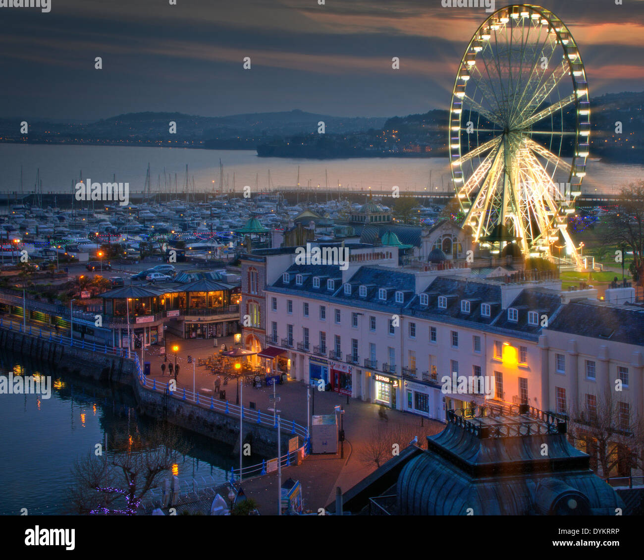 GB - DEVON: Torquay Marina and English Riviera Wheel by night Stock ...