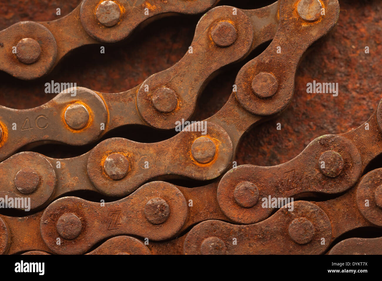 steel iron movable broken rusty chains failure of strength due to ...