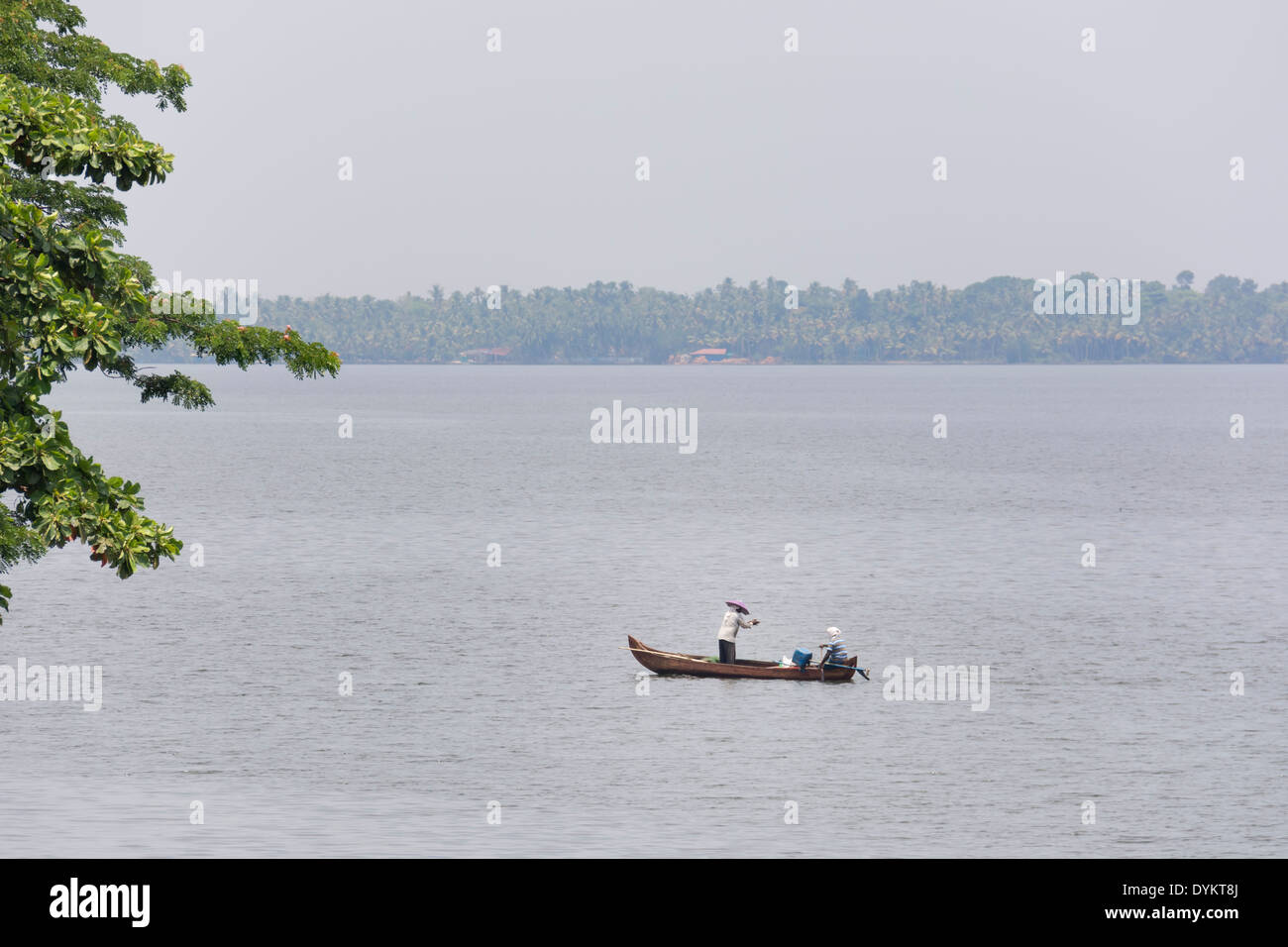 A fisherman working at the harvesting shellfish in the backwaters of ...