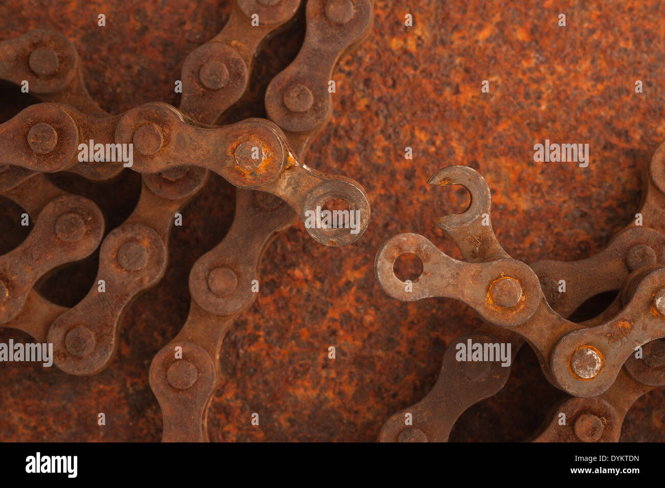 steel iron movable broken rusty chains failure of strength due to ...