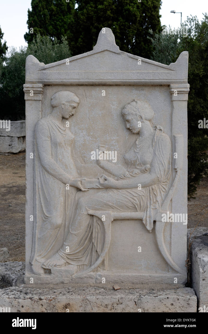 Grave relief Hegeso Proxenos daughter from burial plot Koroibos Melite ...