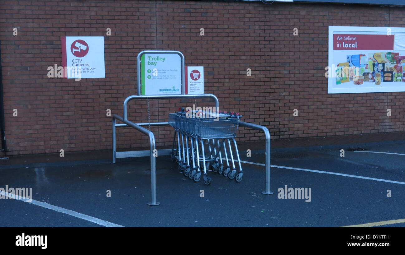 A trolley bay at Superquinn shopping centre in Ballinteer, South Dublin ...