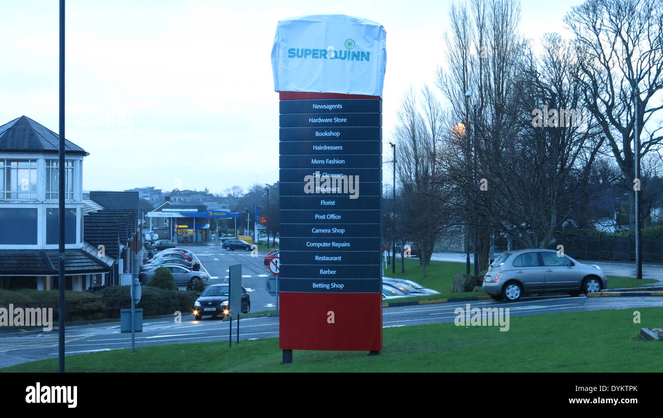 A sign for Superquinn shopping centre in Ballinteer, South Dublin ...