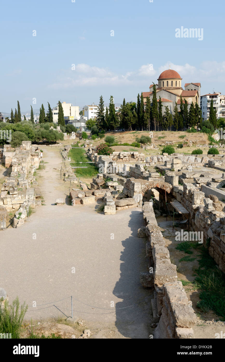 The Eridanos River arched vaulted channel beside Sacred Gate Kerameikos ...