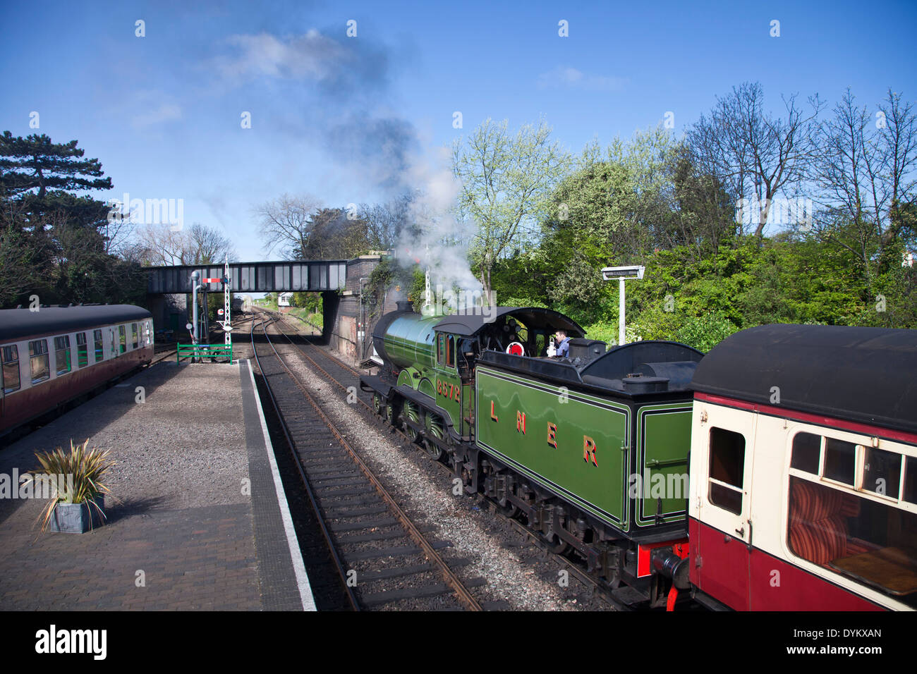 Steam engine waits to leave Sheringham station on North Norfolk's Poppy ...
