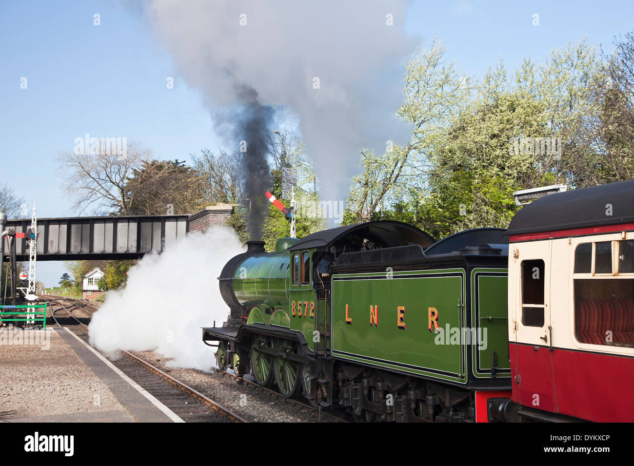 Steam engine leaving Sheringham station on North Norfolk's Poppy Line ...