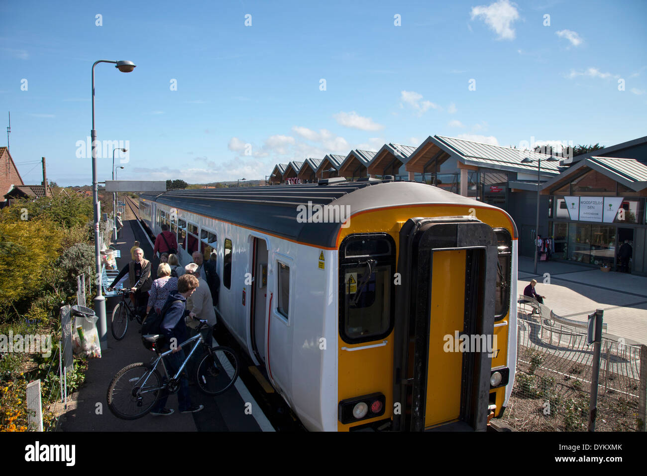 Passengers embarking on diesil train at Sheringham station on the ...