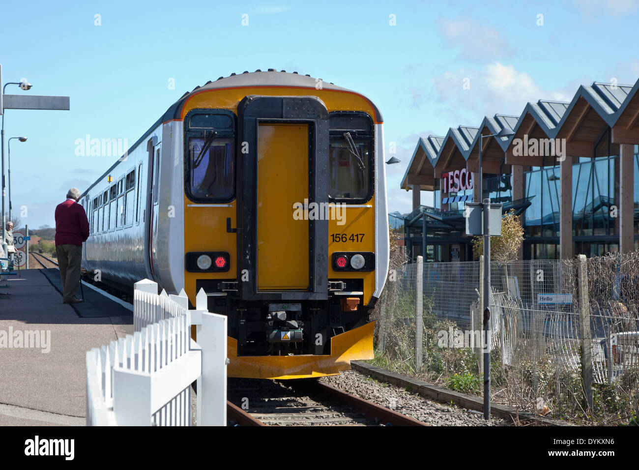 Diesel train at Sheringham station on the Bittern Line to Cromer and ...