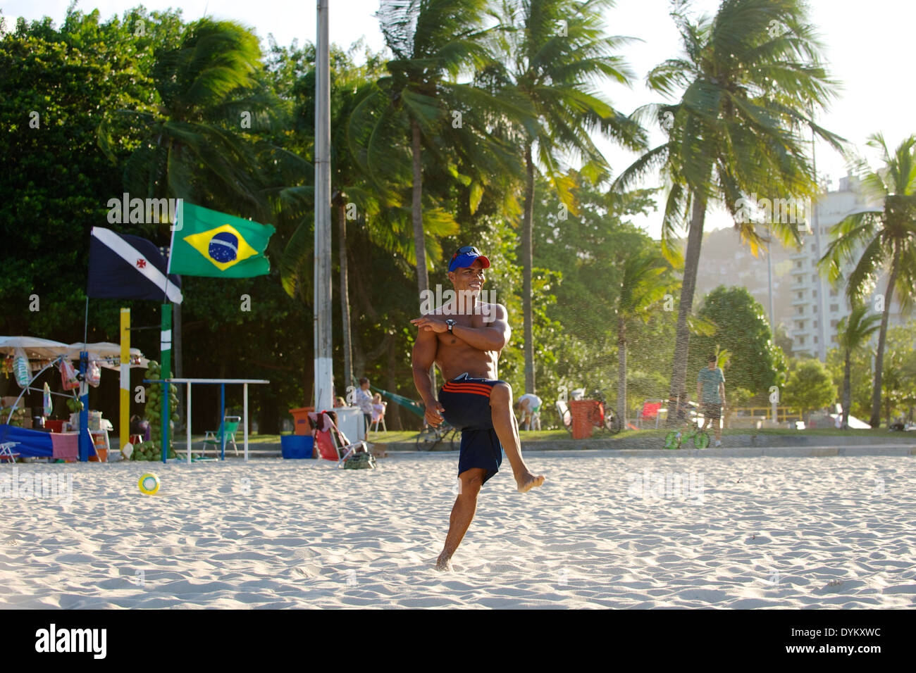 Locals Playing Football on Flamengo Beach- Rio De Janeiro Brazil 2014 ...
