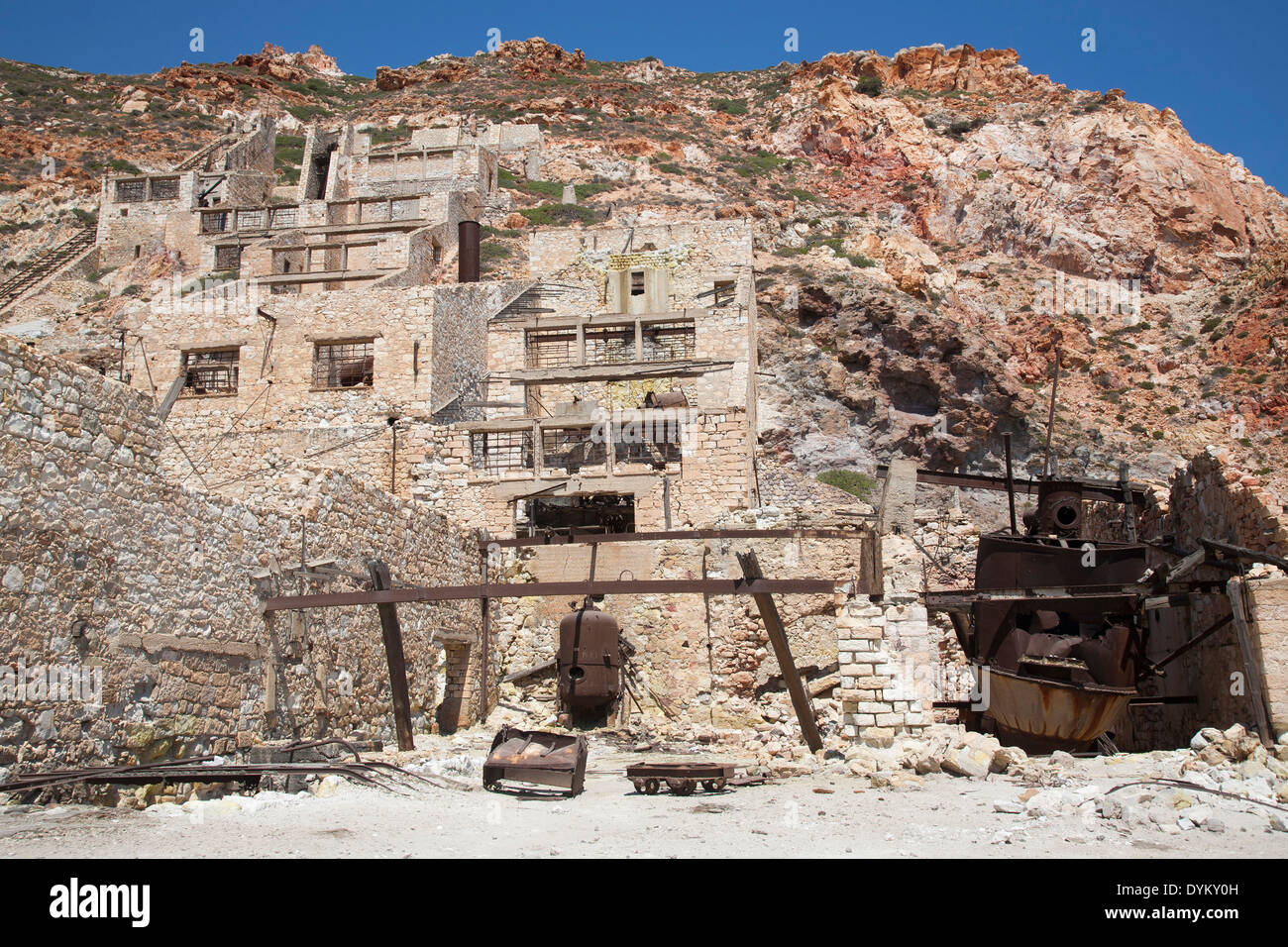 sulphur mine, milos island, cyclades islands, greece, europe Stock ...
