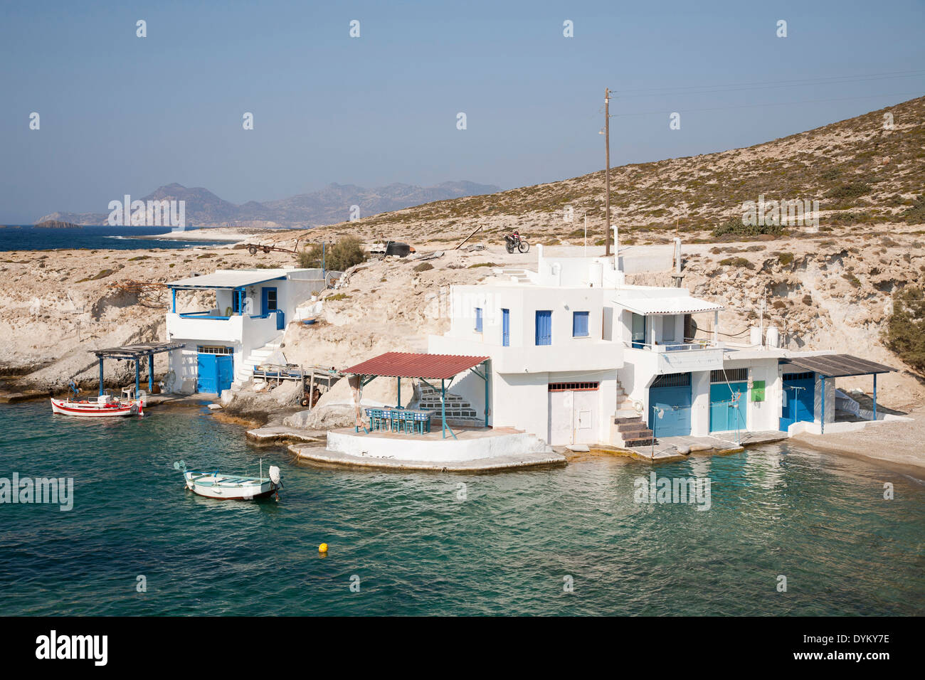 fishing village, milos island, cyclades islands, greece, europe Stock ...
