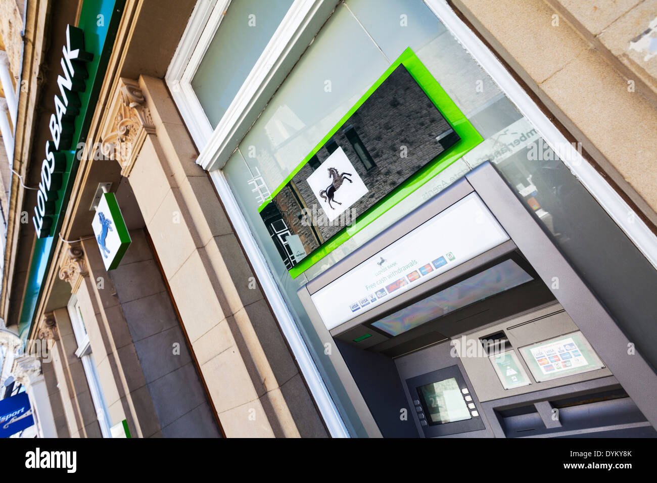 Lloyds bank cash machine shop sign high street shops Skipton Town ...