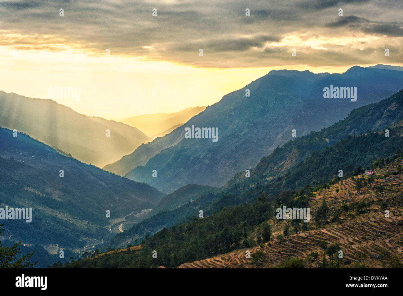 View from kalinchok Photeng towards the Kathmandu valley, Nepal Stock ...