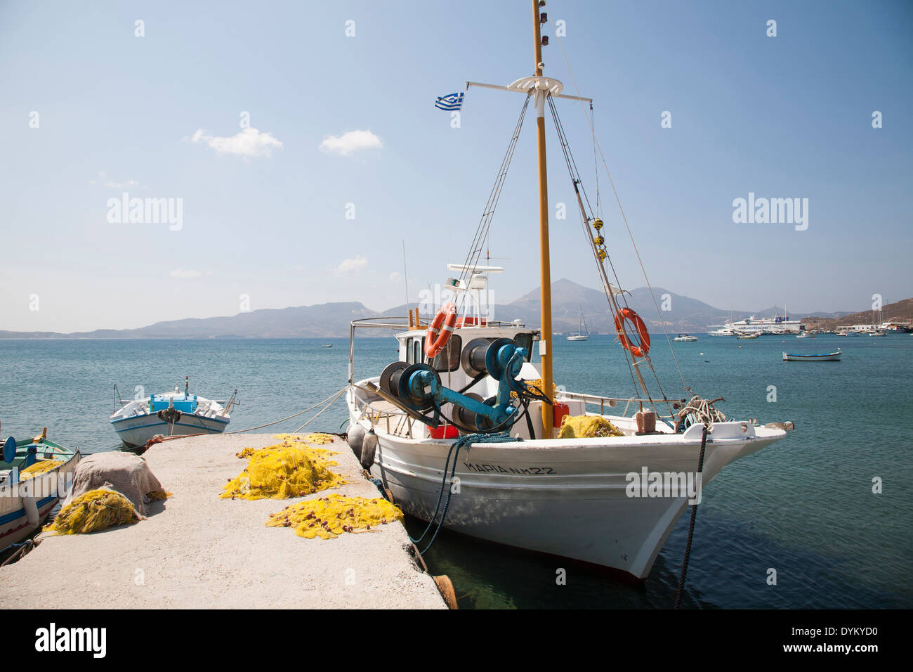 fishing boat, adamas village, milos island, cyclades islands, greece ...