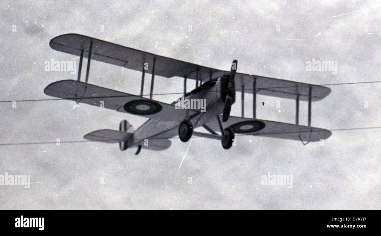 A photograph of a World War I-era De Havilland DH.4 bomber, part of the ...