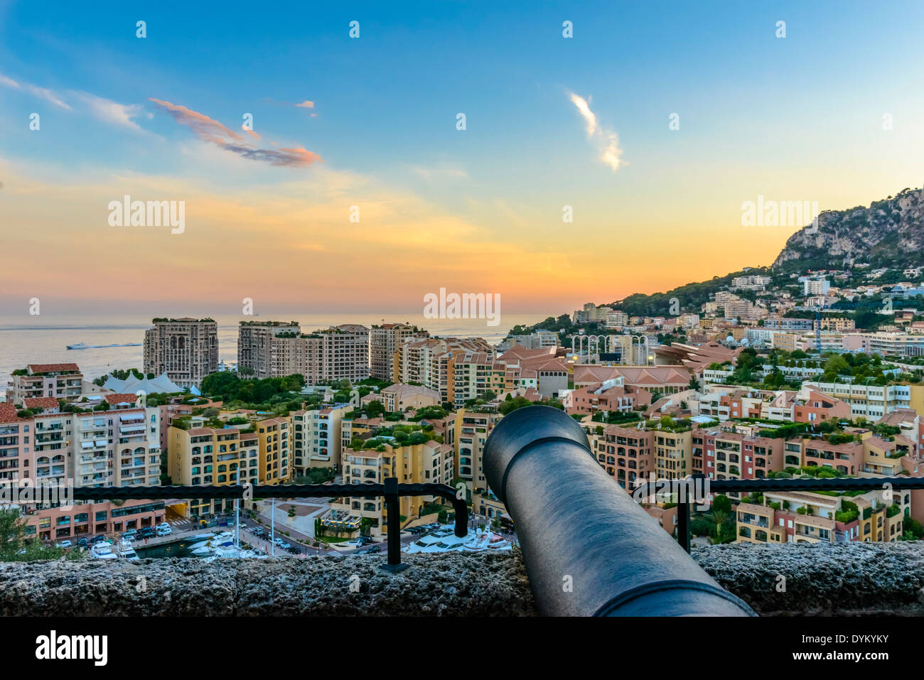 Aerial view of Monaco's harbour with yachts sailing at sunset Stock ...