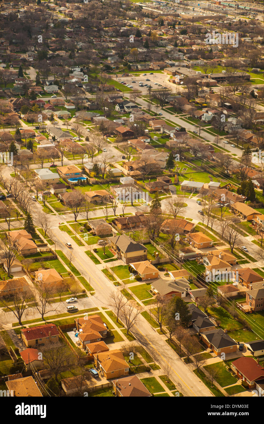 aerial view, suburb of Chicago, Illinois Stock Photo - Alamy