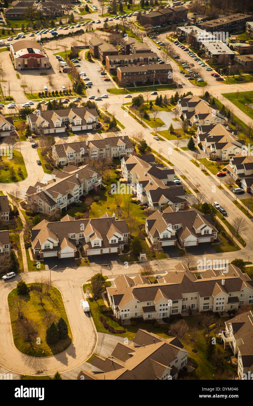 aerial view, suburb of Chicago, Illinois Stock Photo - Alamy