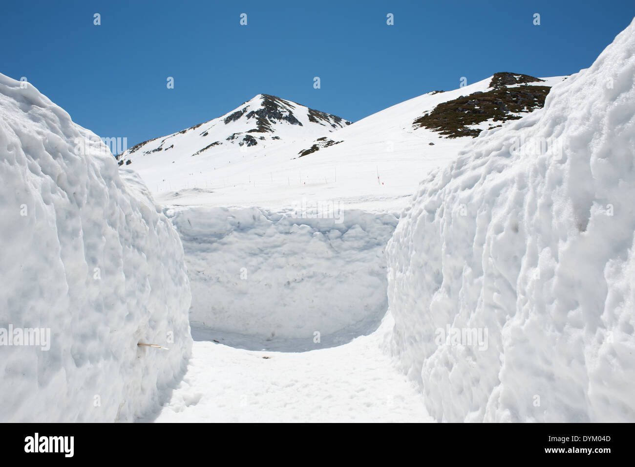 Snow covered hill and blue sky at Tateyama alpine route, Toyama ...