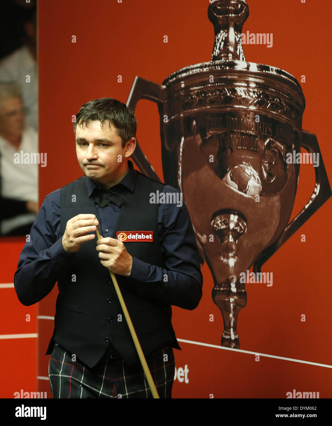 Sheffield, UK. 21st April 2014. Scottish Alan McManus looks on during ...