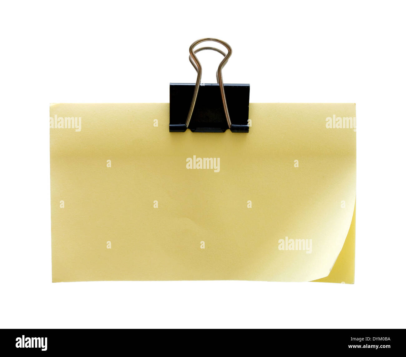 Paper-clip holding blank post-it Stock Photo - Alamy