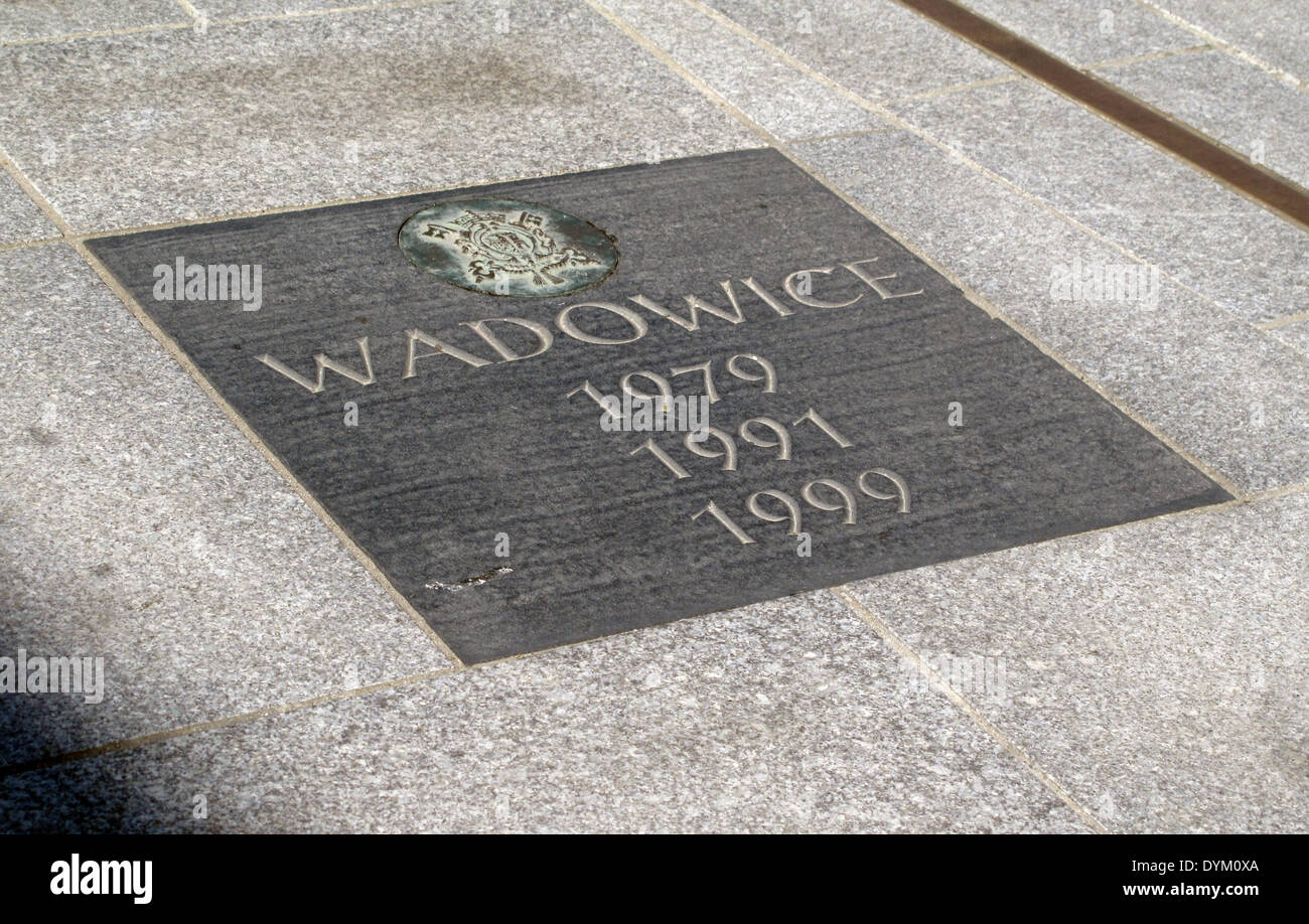Wadowice, Poland. 09th Apr, 2014. A floor slab in front of the ...