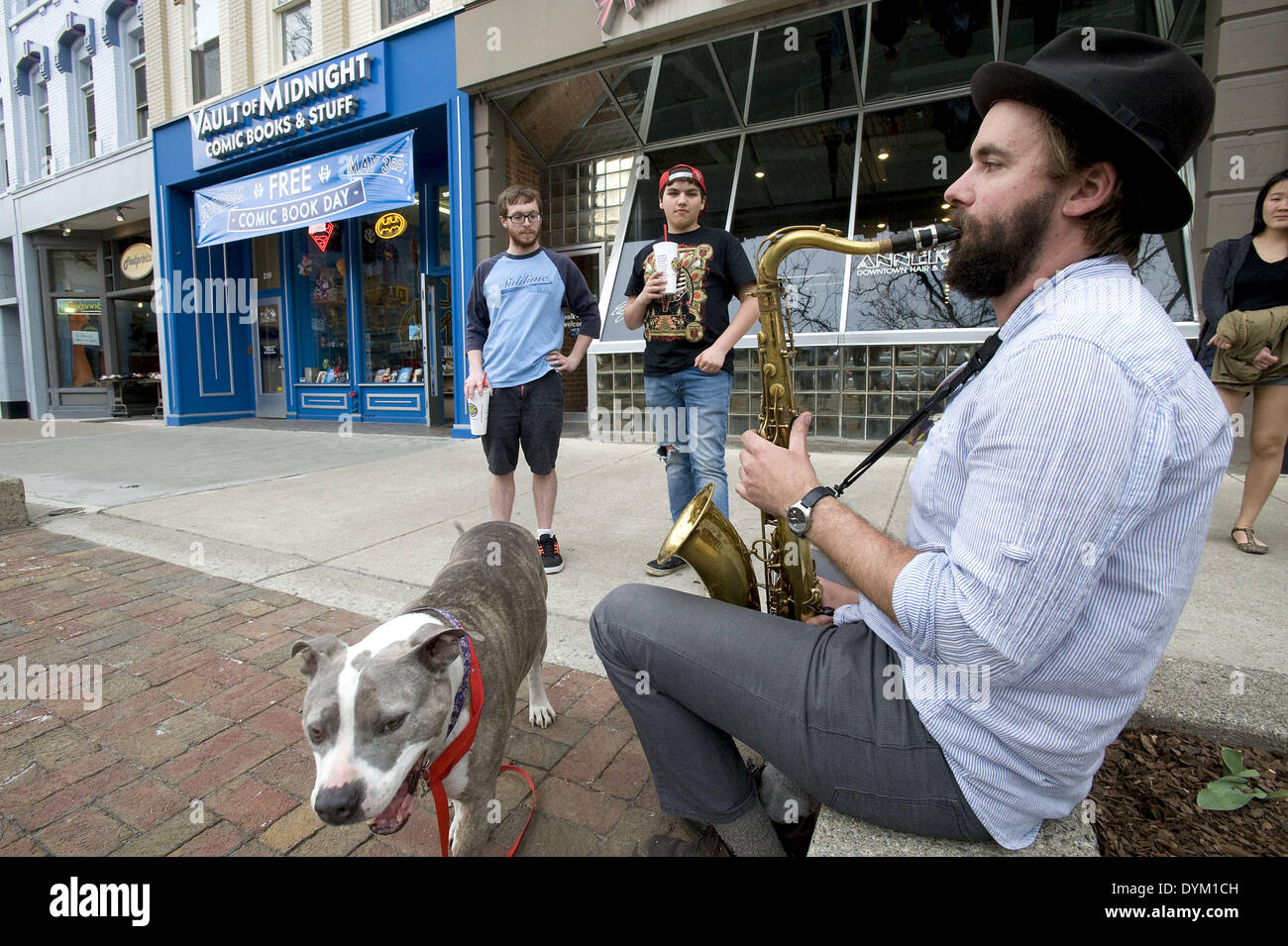 Ann Arbor, MI, USA. 21st Apr, 2014. Tim Haldeman plays jazz on his ...