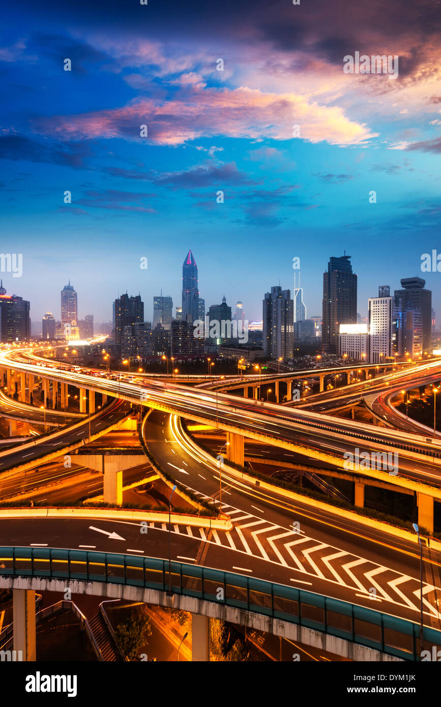 Beautiful interchange overpass city skyline hi-res stock photography ...